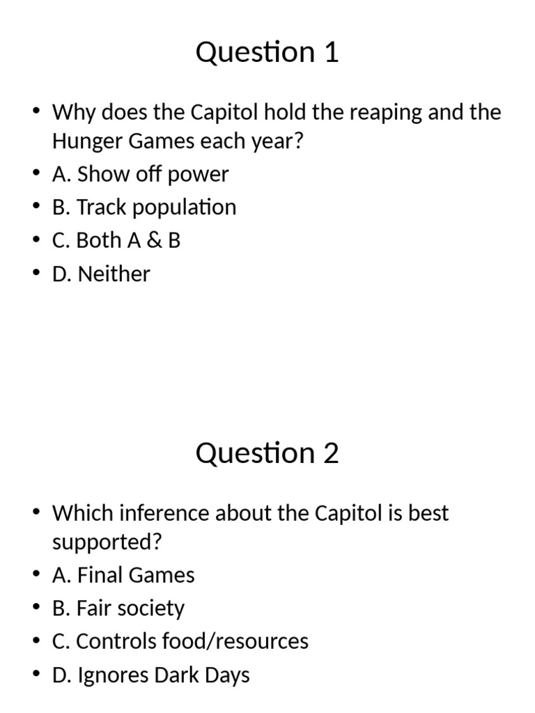 Hunger Games Capitol Analysis Quiz | PDF
