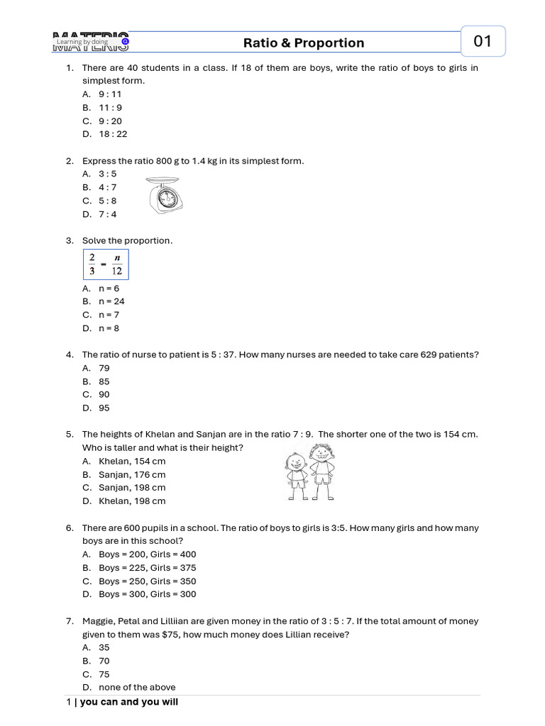 Ratio and Proportion Practice Questions | PDF | Area | Ratio
