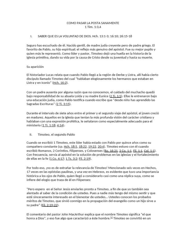 Como Pasar La Posta Sanamente | PDF | Pablo el apóstol | San timoteo
