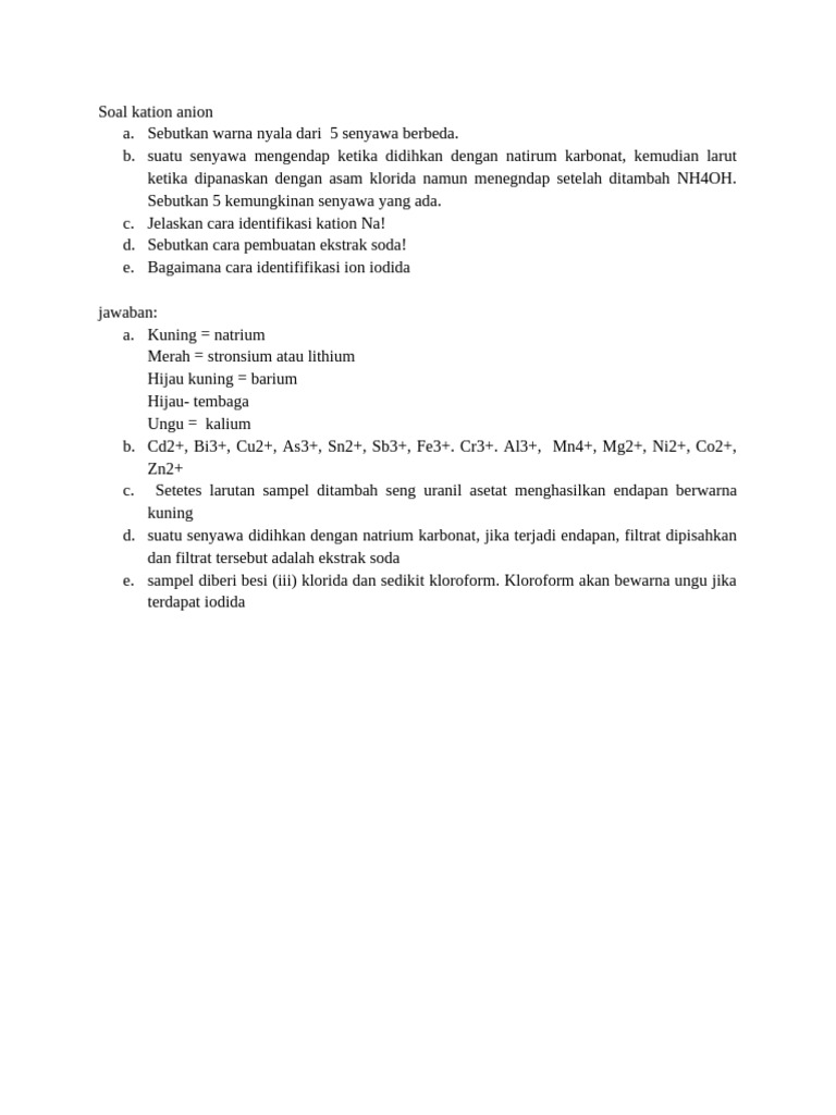 Identifikasi Kation dan Anion dalam Kimia | PDF
