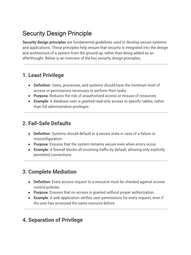 Security Design Principles | PDF | Usability | Information Technology