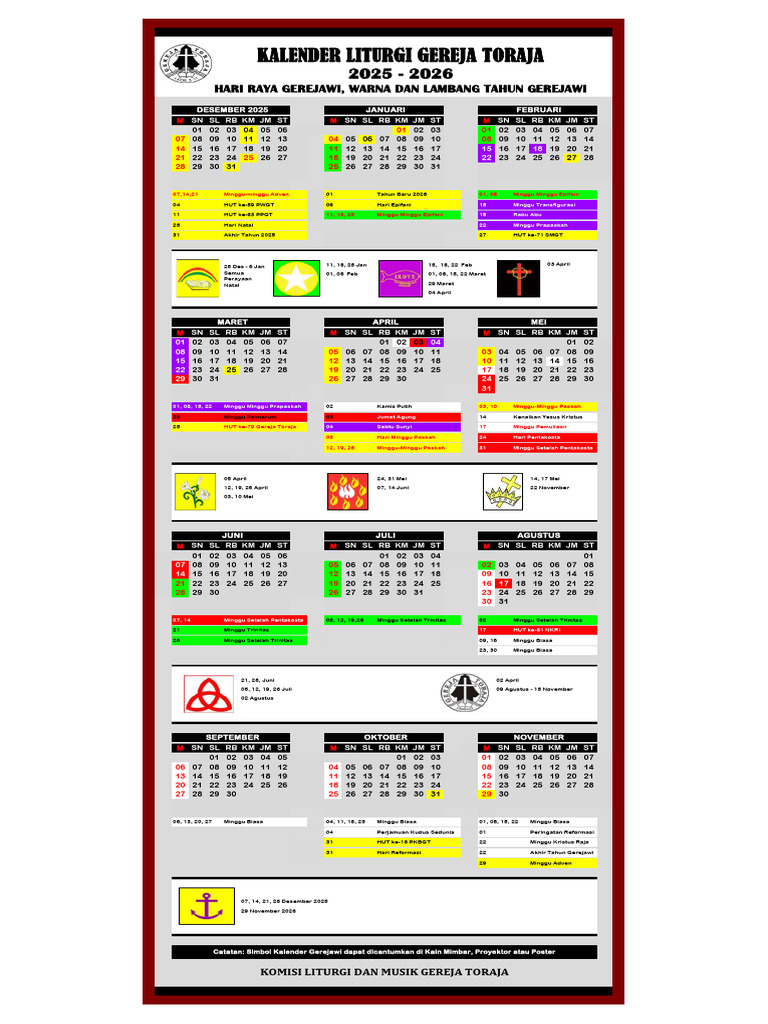 Kalender Liturgi Gereja Toraja 2025-2026 | PDF