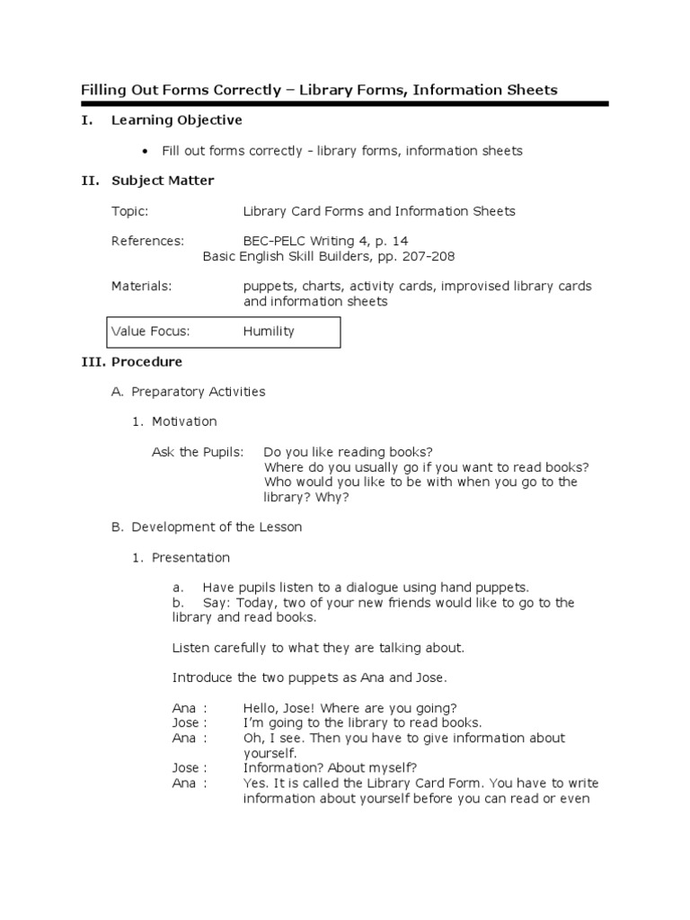 Filling Out Forms Correctly | PDF | Librarian | Libraries