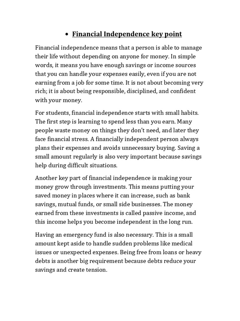 Financial Independence Student Style | PDF