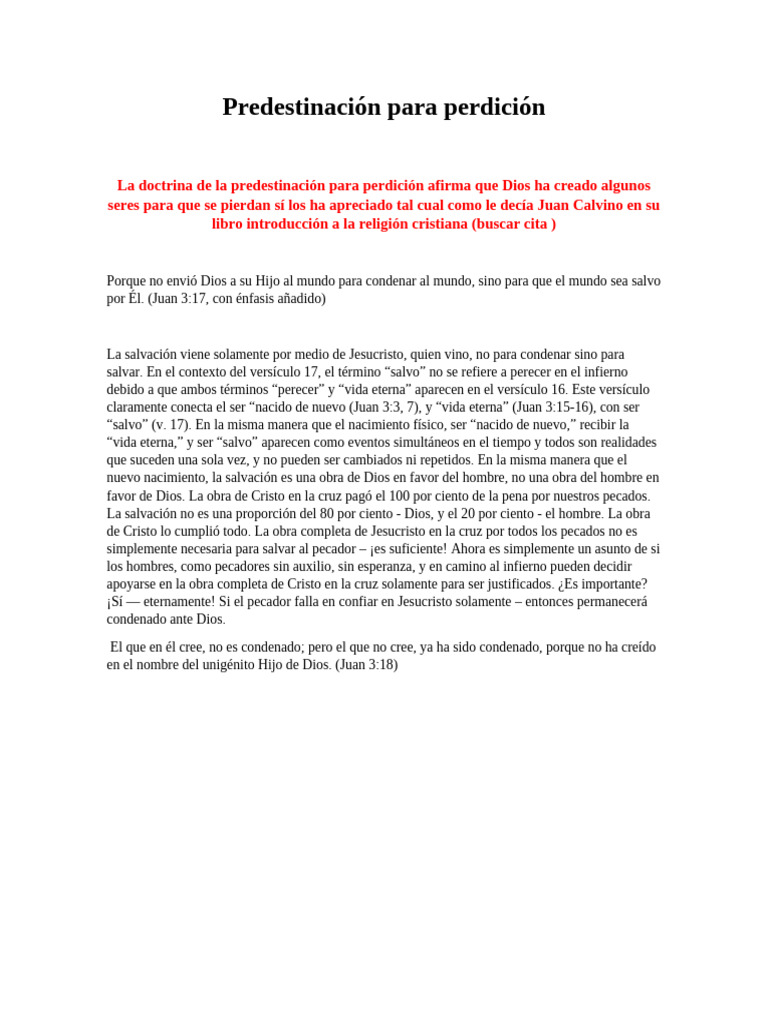 Predestinación para Perdición | PDF