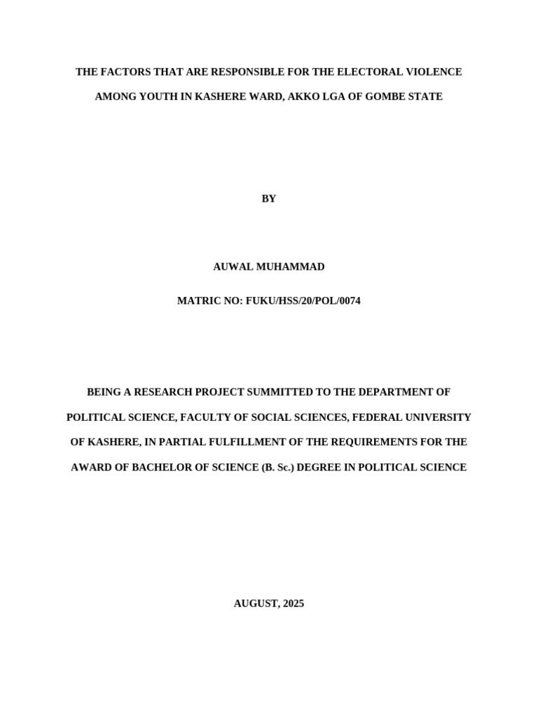 Auwalu Premilinary Pages | PDF | Violence