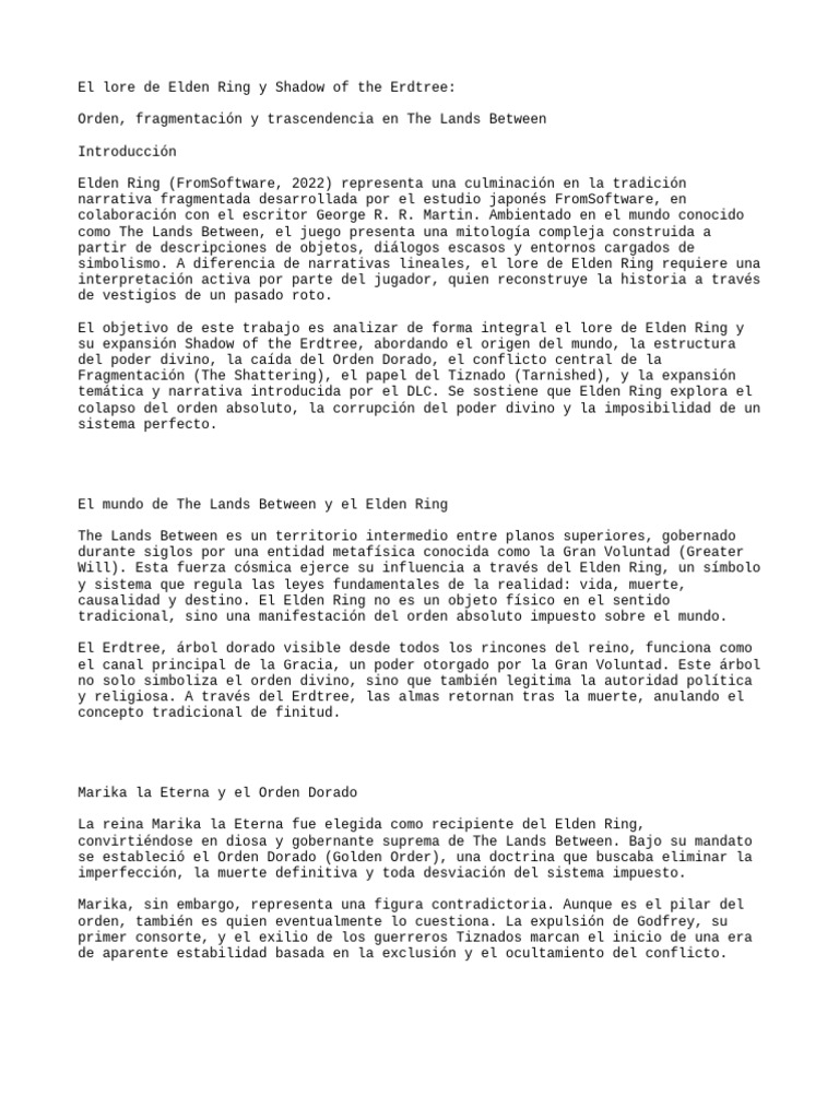 Lore de Elden Ring y Shadow of the Erdtree | PDF