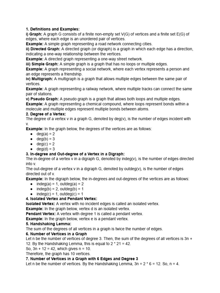 Define The Following Terms. Give One Suitable E... | PDF | Vertex ...
