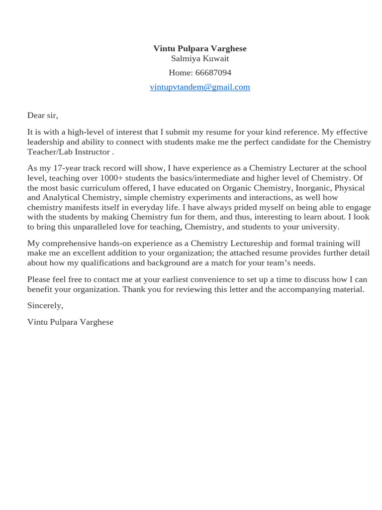 Covering Letter | PDF
