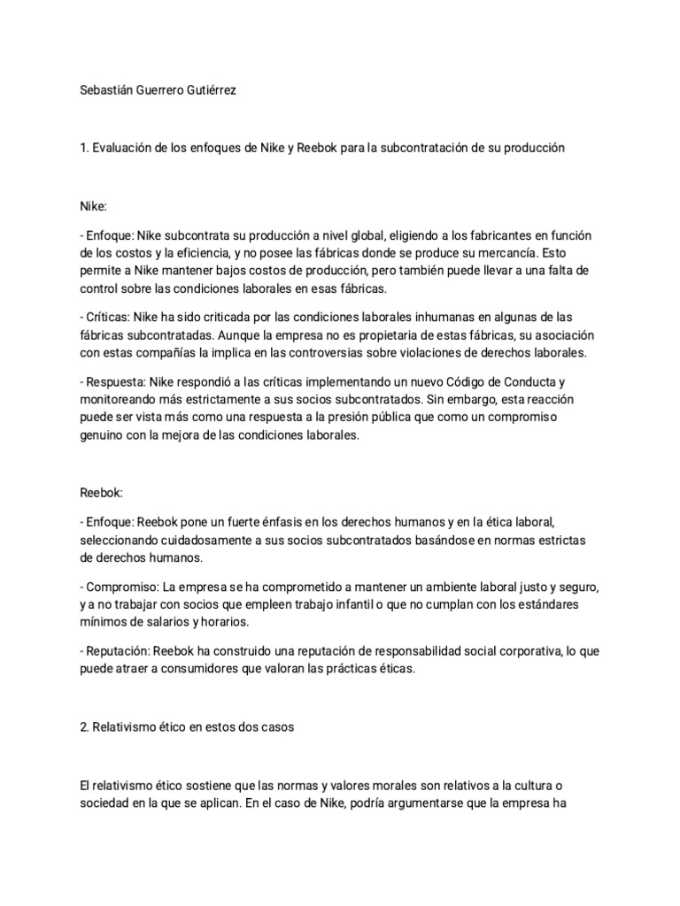 Caso Nike | PDF | Outsourcing | Derecho laboral