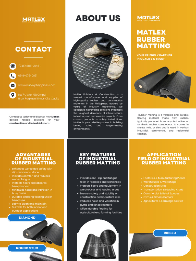 RUBBER MATTING - Matlex Trifold Brochure | PDF | Flooring | Natural Rubber