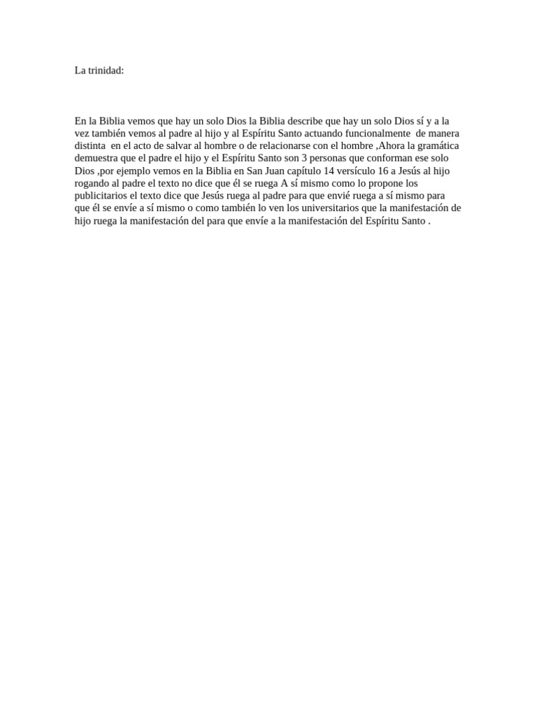 La Trinidad: Un Solo Dios en Tres Personas | PDF