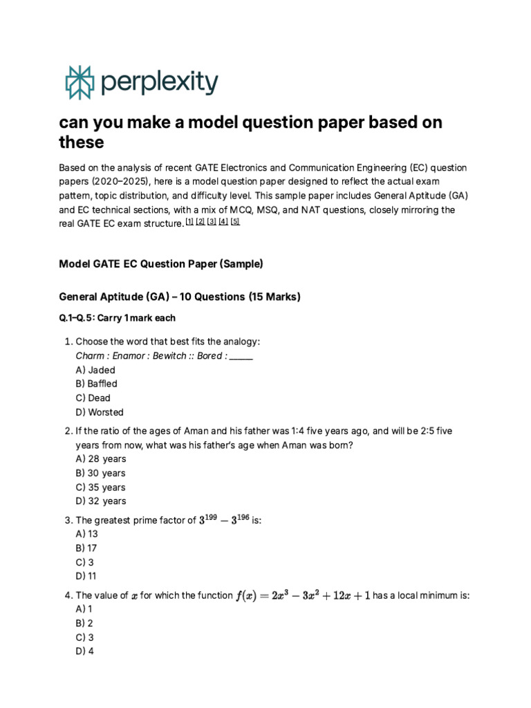 Can You Make A Model Question Paper Based On These | PDF | Amplifier ...