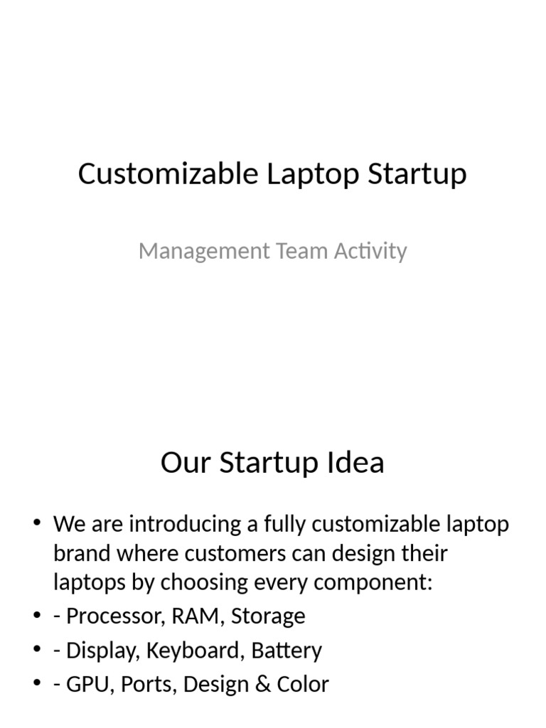 Customizable Laptop Startup Strategy | PDF