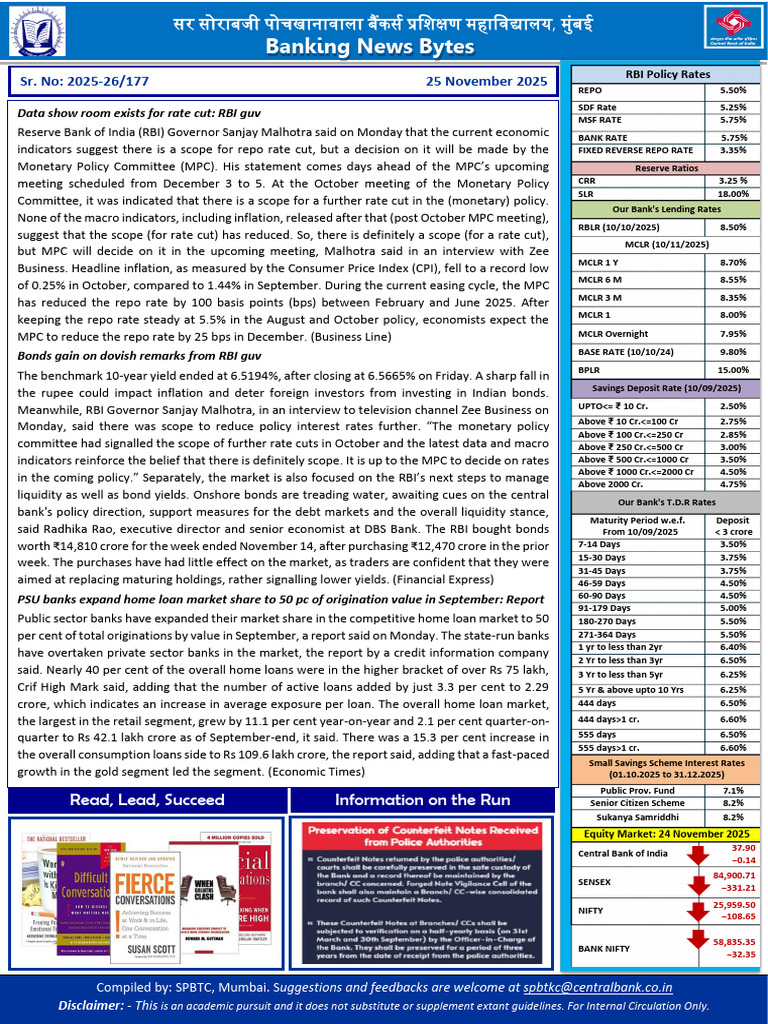 Banking Rates and Economic Insights 2025 | PDF | Reserve Bank Of India ...