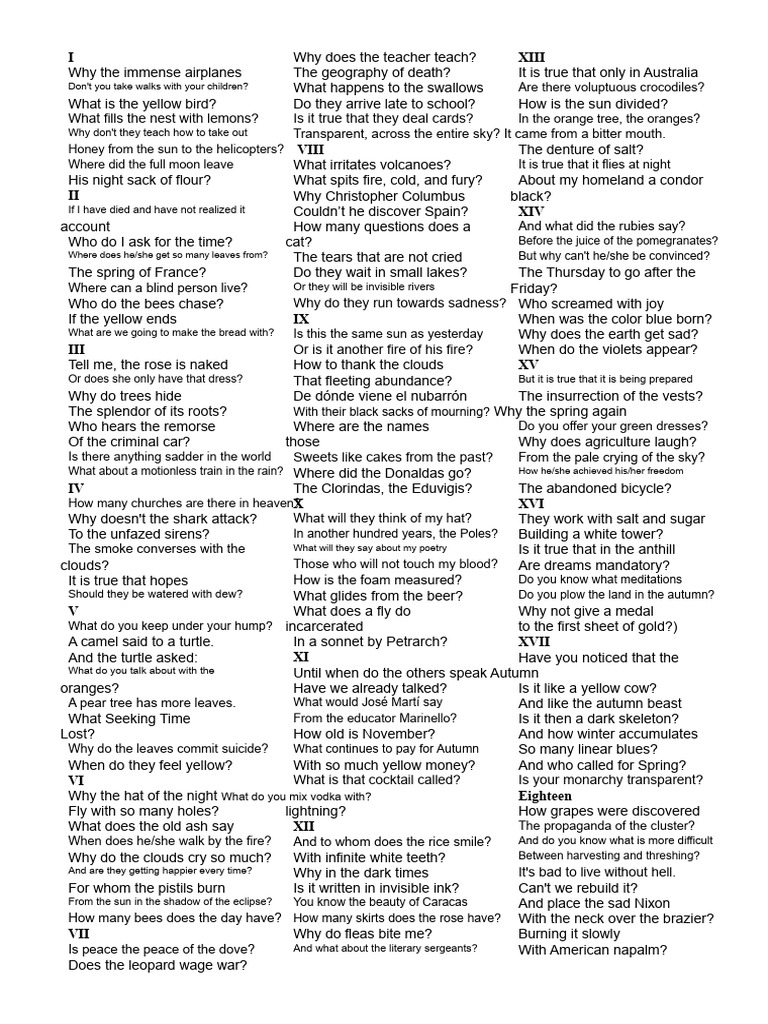 Neruda - The Book of Questions | PDF