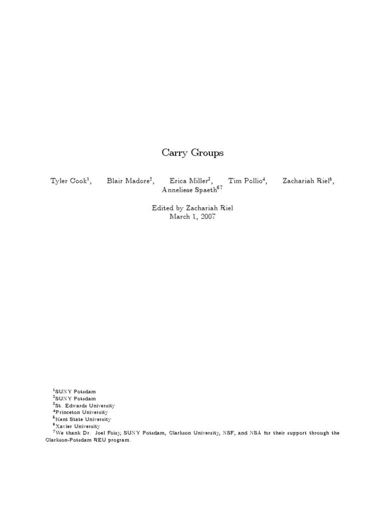 Understanding Carry Groups | PDF | Group (Mathematics) | Integer