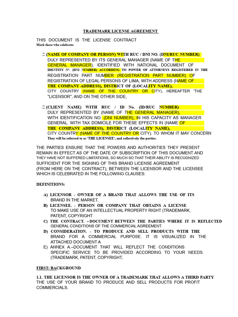 Trademark License Agreement (1) (2) | PDF | License | Civil Law (Common ...