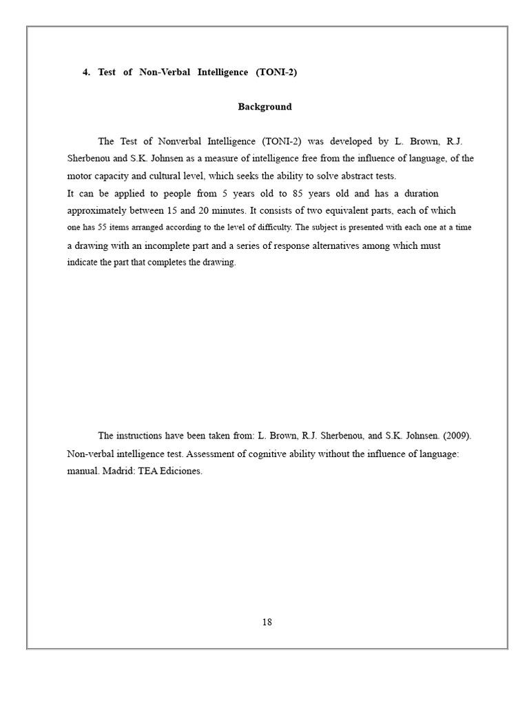 TONI-2 Non-Verbal Intelligence Test Guide | PDF | Intelligence Quotient ...