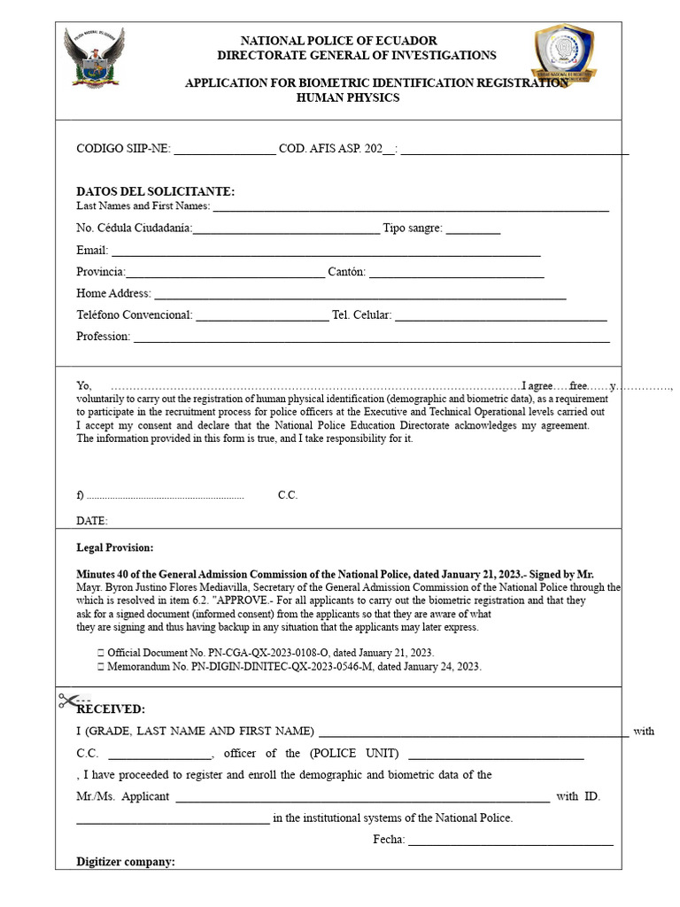 APPLICANTS AFIS FORM | PDF | Identity Document | Access Control