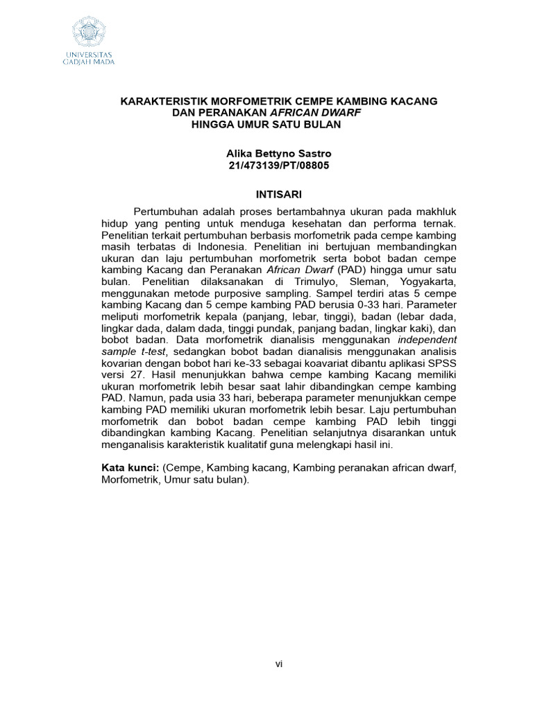 Morfometri Kambing Kacang dan PAD | PDF | Morphometrics | Methodology