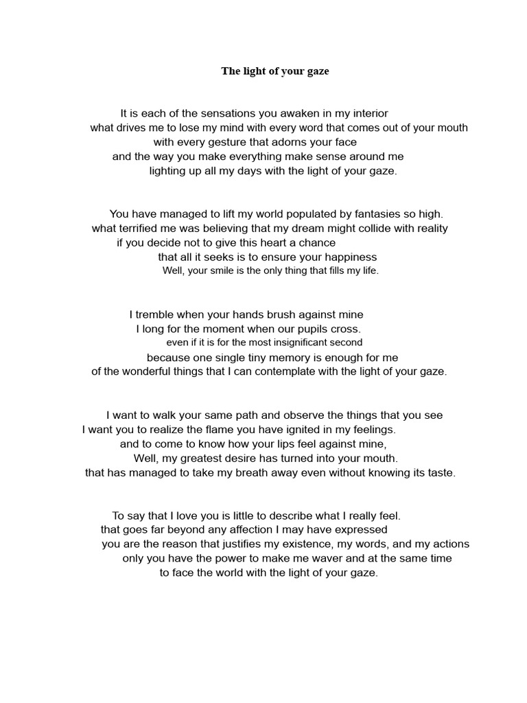 The Light of Your Gaze: A Love Poem | PDF