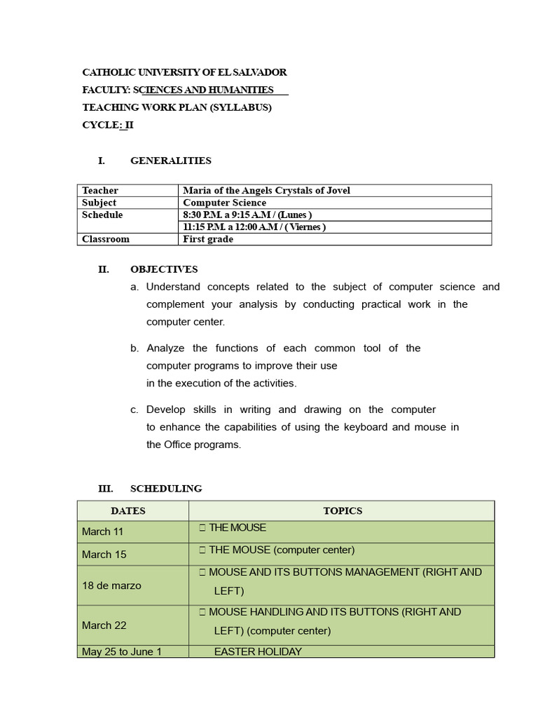 Example of Syllabus | PDF | Learning | Cognition