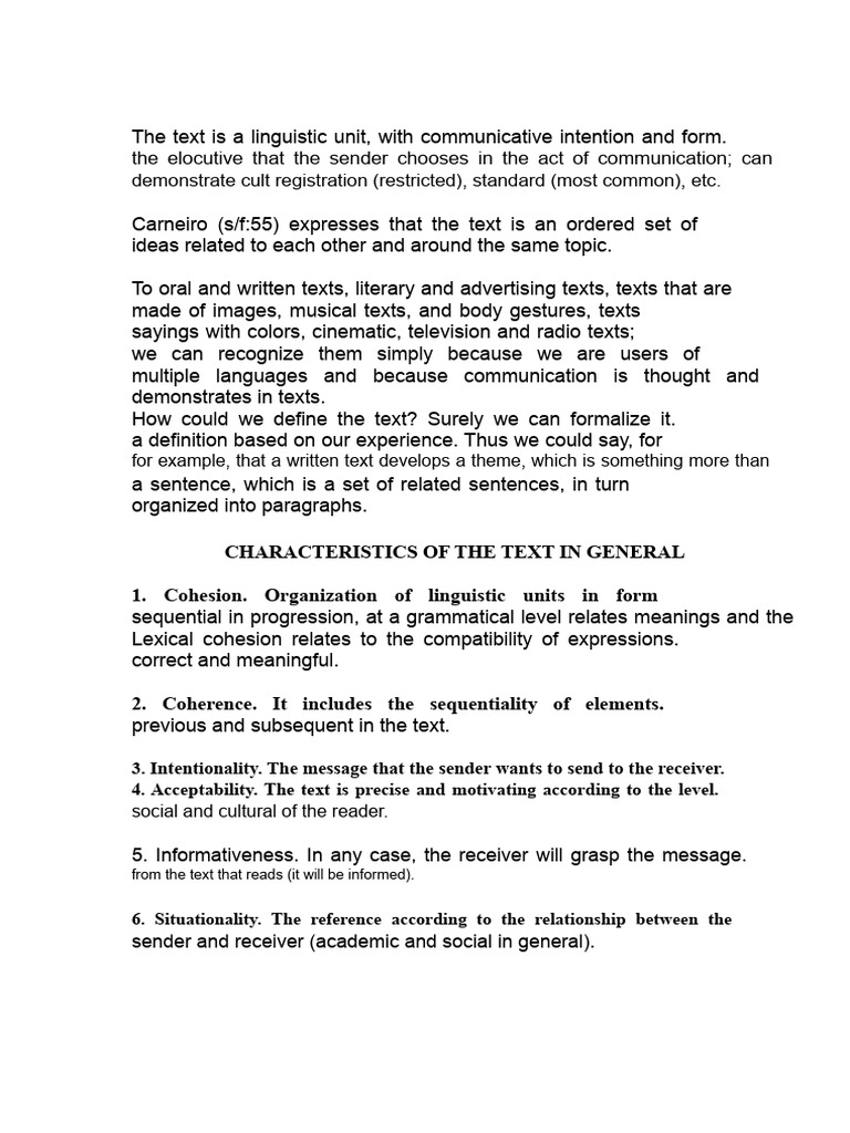 The text is a linguistic unit. | PDF | Semantics | Narrative