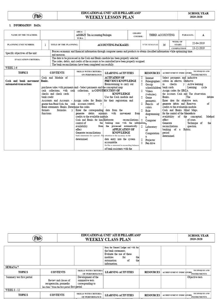 Annual Class Plan Tax Accounting Packages Third Year Accounting 2019 ...