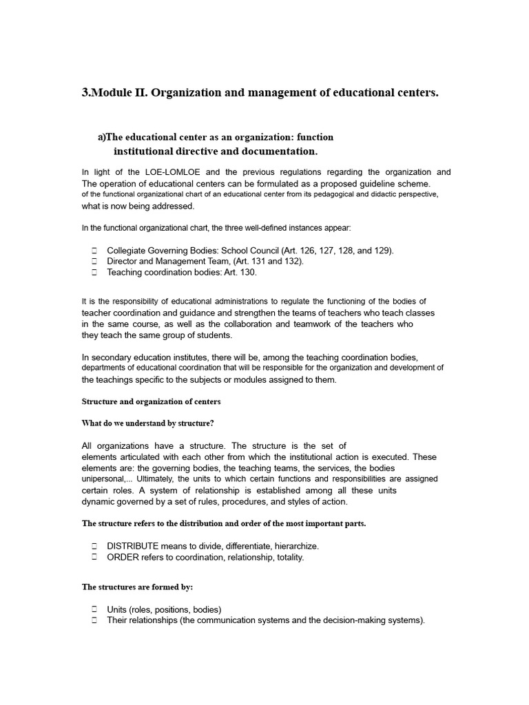 Organization of Educational Centers LOMLOE | PDF | Curriculum