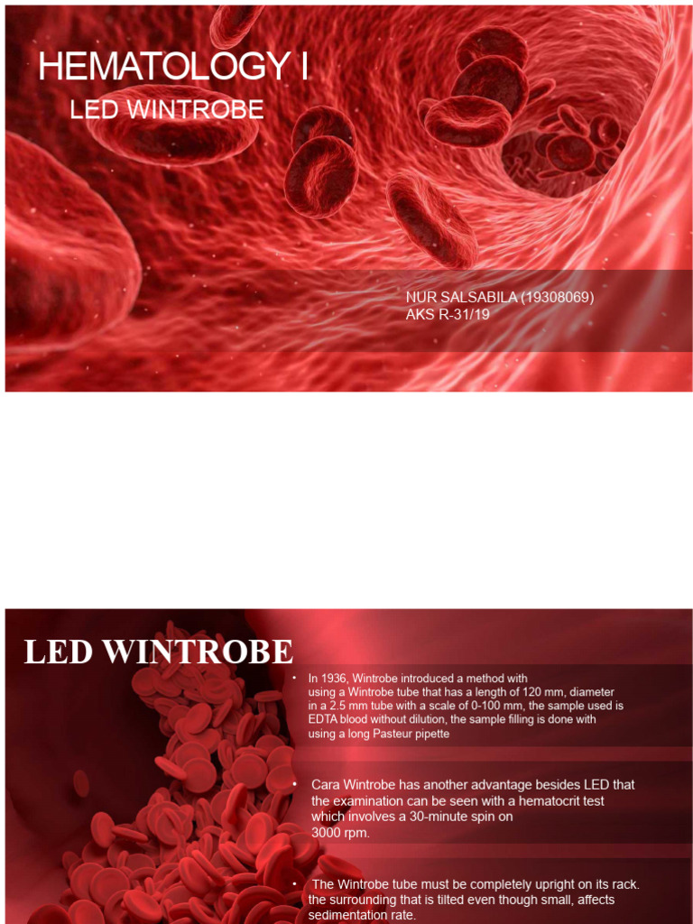 Wintrobe and Westergren LED | PDF | Blood | Tissue (Biology)