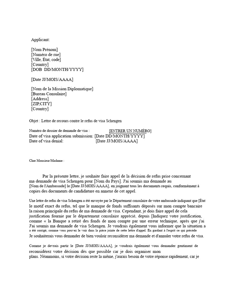 Recours contre refus de visa Schengen | PDF