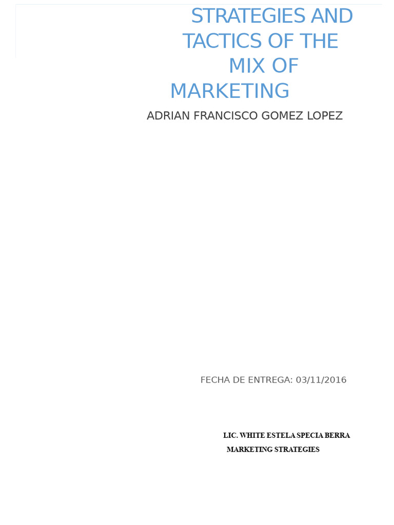 Marketing Mix Strategies and Tactics | PDF | Pricing | Brand