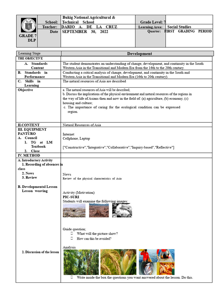 Lesson Pan COT 1 2022-2023 | PDF
