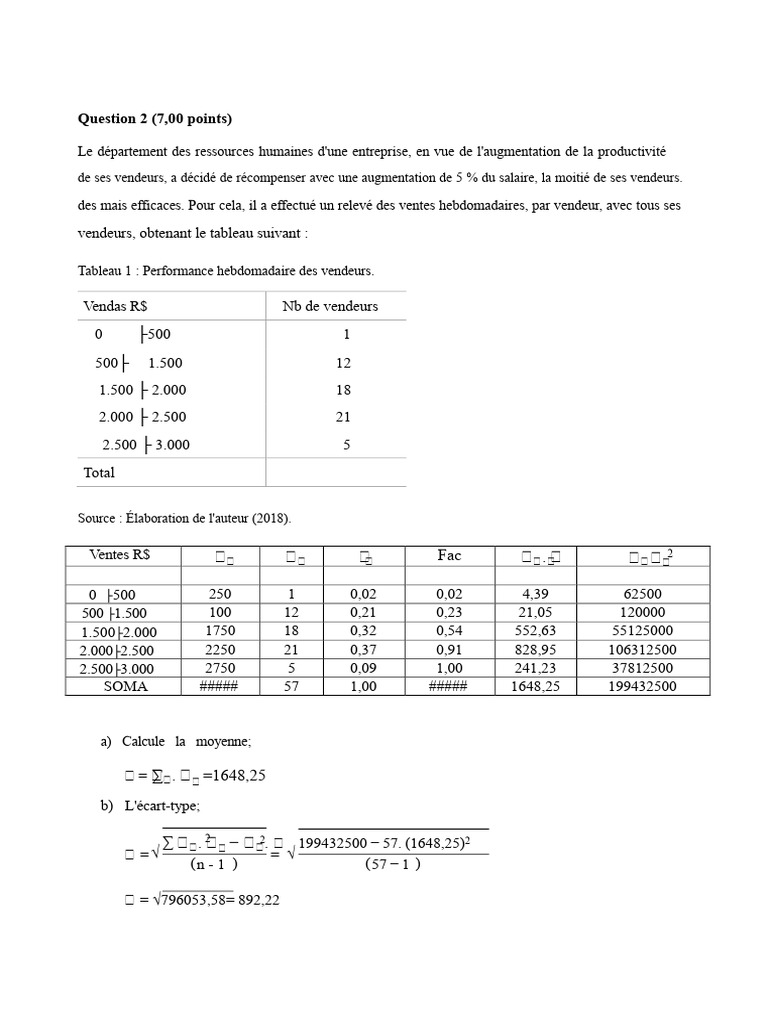 Analyse des performances des vendeurs | PDF | Analyse mathématique ...