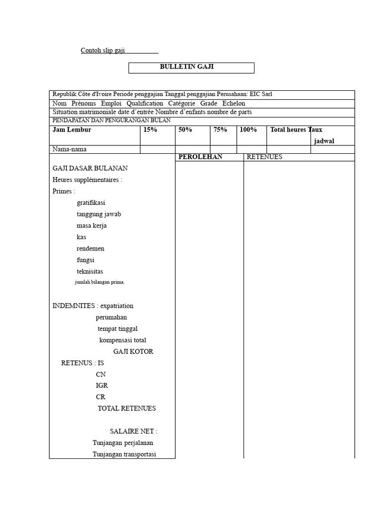 Contoh Slip Gaji dan Kebijakan Penggajian | PDF