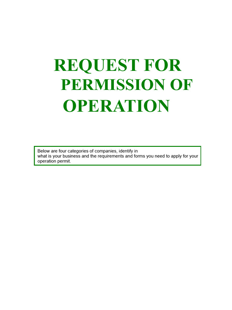 Application Forms For Operation Permit | PDF