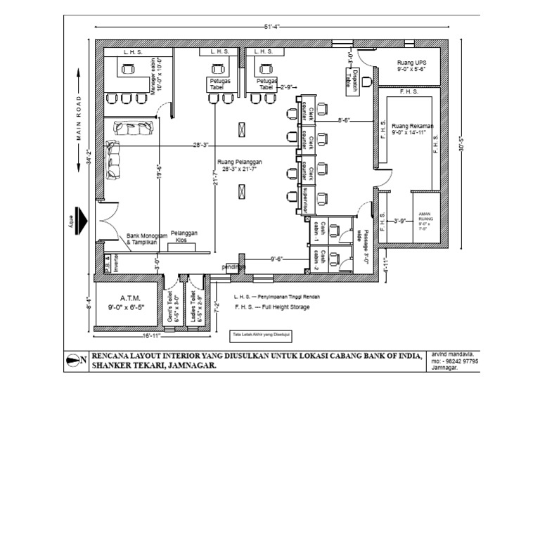 Rencana Layout Interior Bank India Jamnagar | PDF