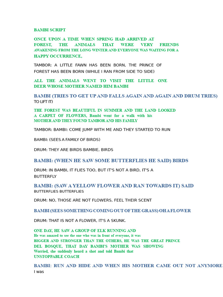Bambi Story Script | PDF