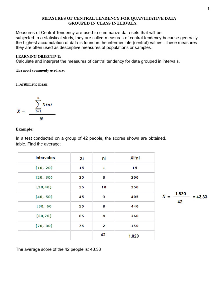 Class Measures of Central Tendency (Grouped Data) | PDF | Mean | Median