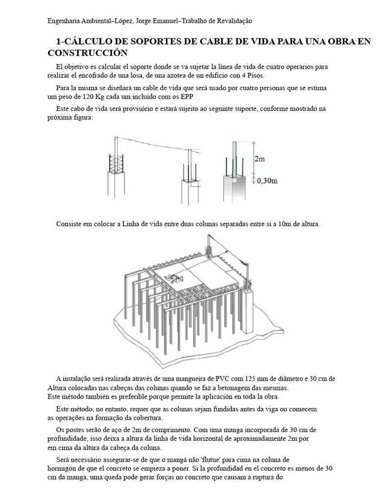 Cálculo de Suportes para Linha de Vida | PDF