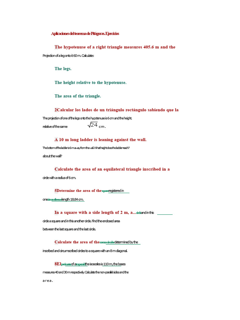 Applications of The Pythagorean Theorem | PDF