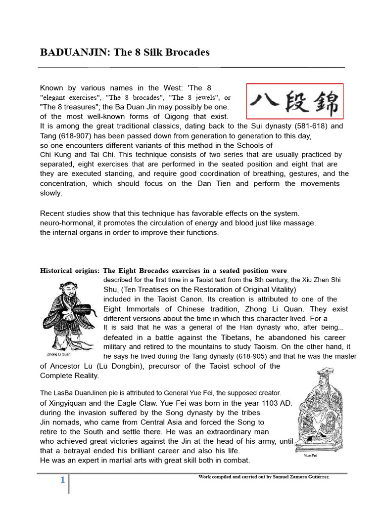 Ba Duan Jin: The 8 Brocade Exercises | PDF | Pelvis | Breathing