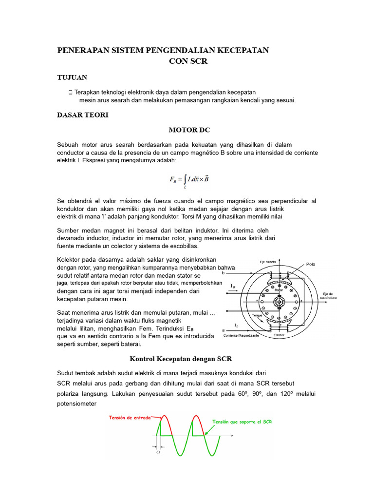 Aplikasi Sistem Kontrol Kecepatan SCR | PDF