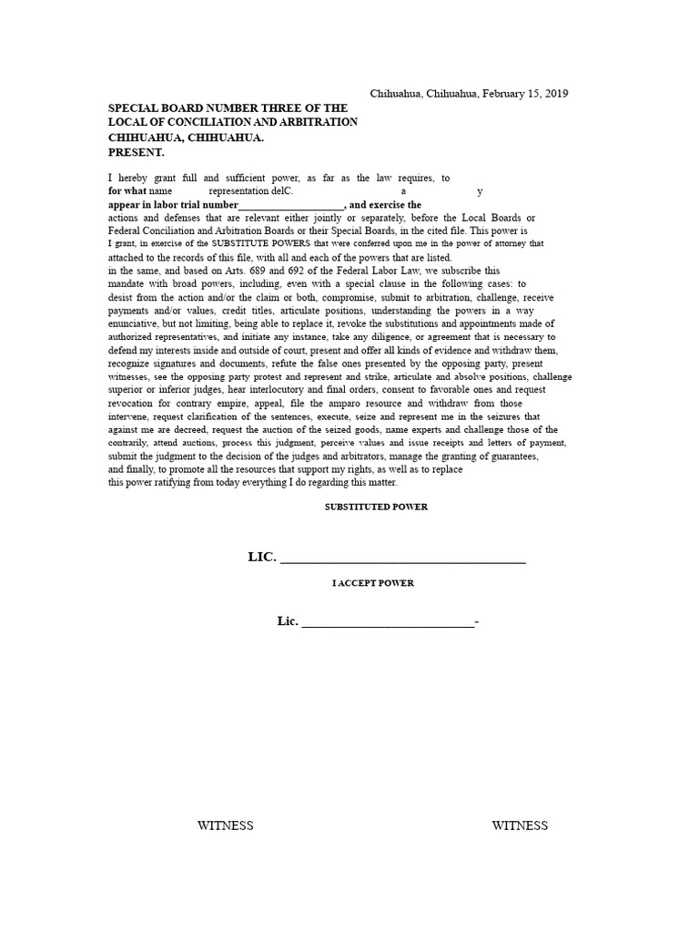 Letter of Substitute Power | PDF | Lawsuit | Judgment (Law)