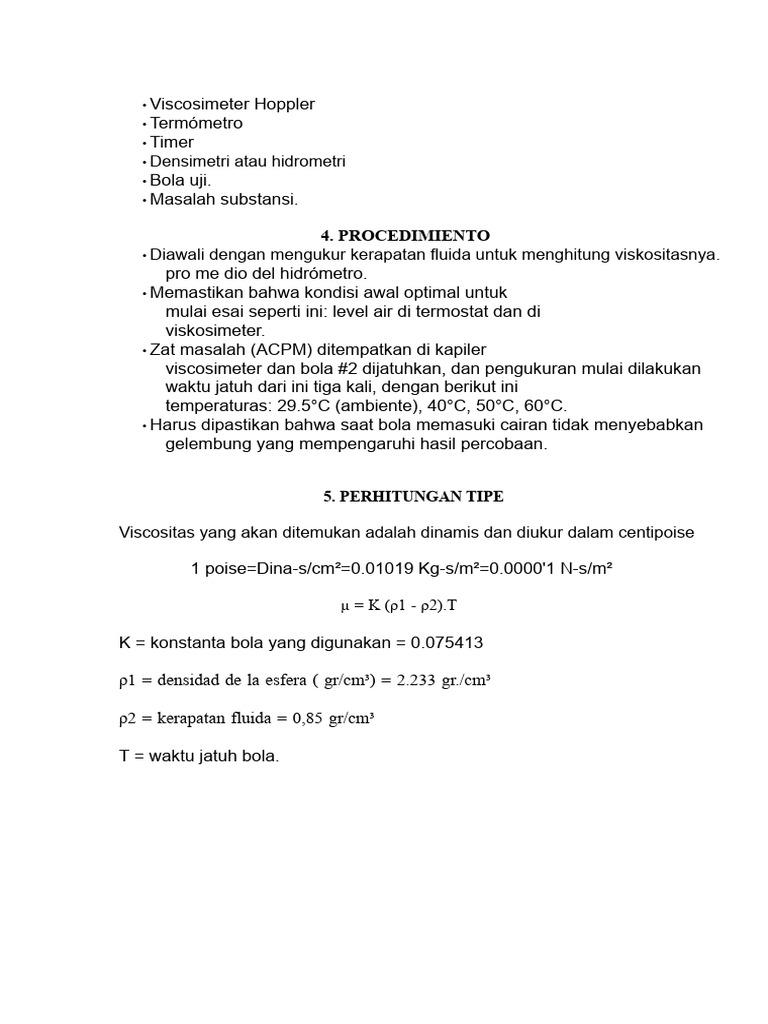 Pengukuran Viskositas Menggunakan Viscosimeter Hoppler | PDF