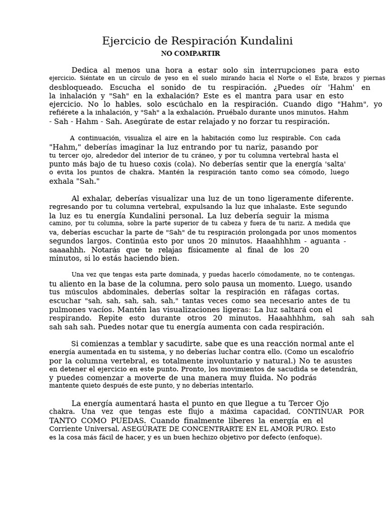Ejercicio de Respiración Kundalini | PDF