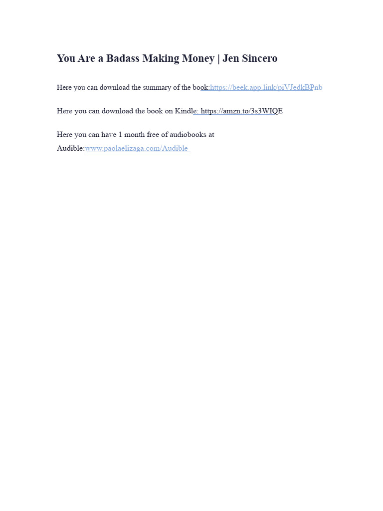 "You Are a Badass Making Money Summary" | PDF