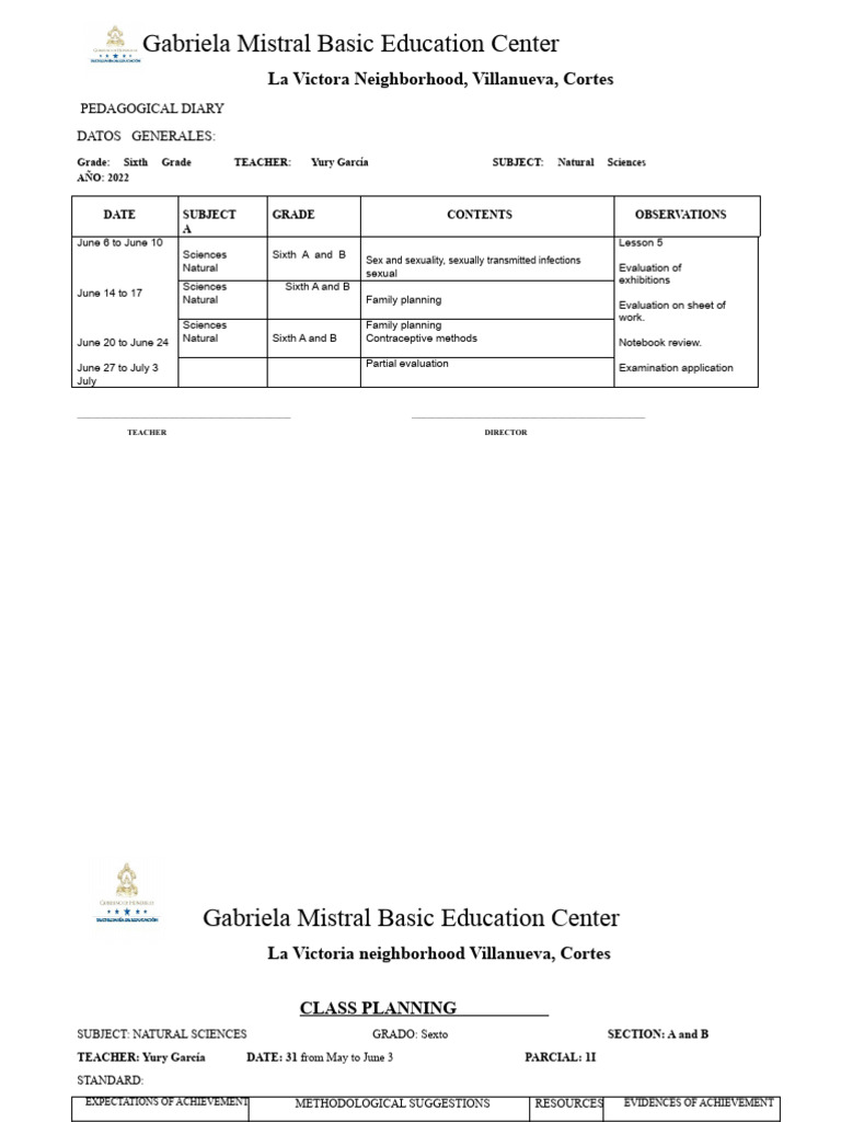 PLANNING NATURAL SCIENCES For Sixth Grade | PDF | Family Planning | Science