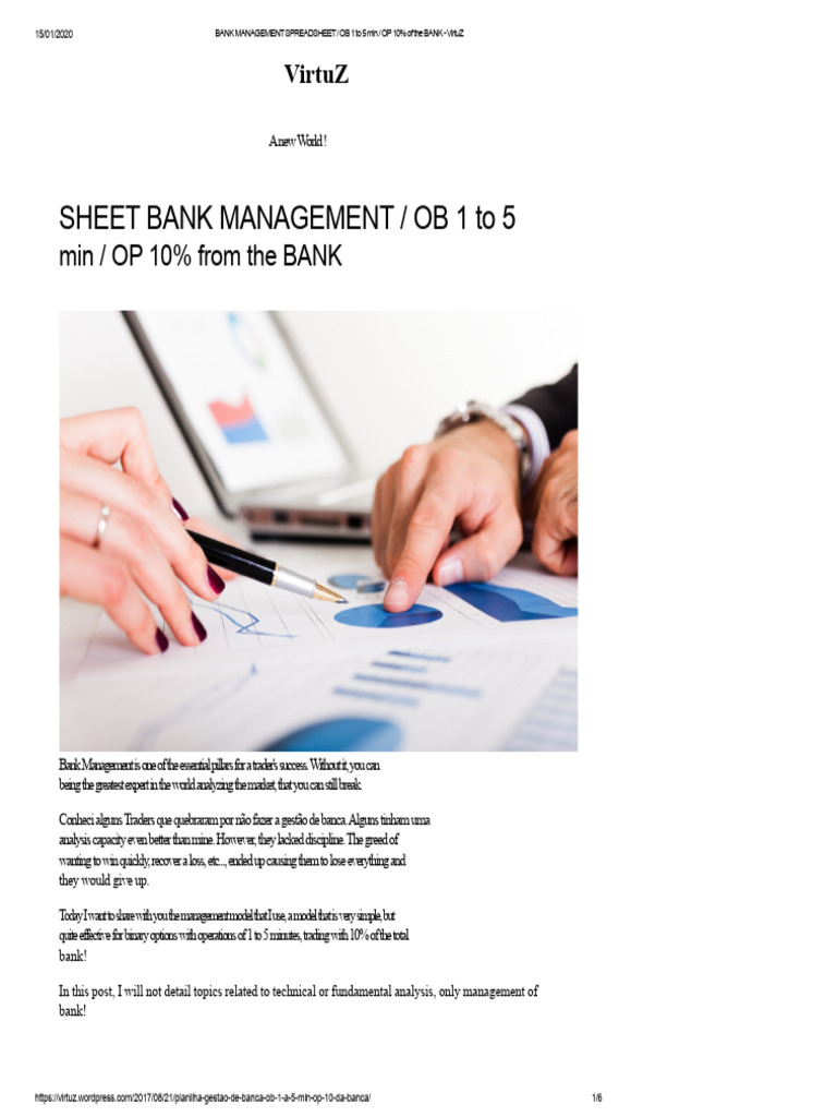BANK MANAGEMENT SPREADSHEET - OB 1 To 5 Min - OP 10% of The BANK ...